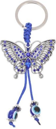 Amosfun Porte-cl&eacute;s papillon avec oeil de Nazar en alliage de zinc bleu paillet&eacute; pendentif pour sacs &agrave; dos accessoire &eacute;l&eacute;gant et cadeau pour les femmes