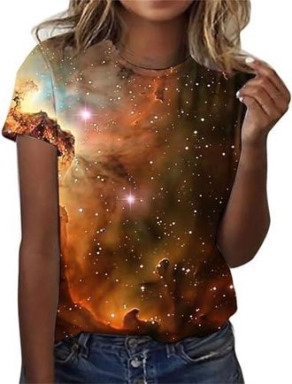 Generic Tee Shirt Femme Sport D&eacute;t&eacute; Manche Court Basiques Hauts T Shirt D&eacute;t&eacute; D&eacute;contract&eacute;e L&acirc;che Vetement Chic Manches Courtes Chemises L&acirc;che Et Respirant Coton