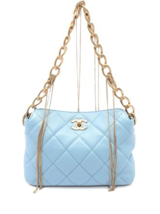 Chanel sac porté épaule à design matelassé (2021) - Bleu