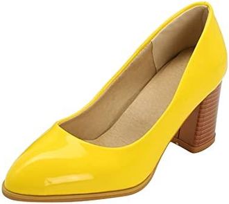Generic Escarpins Mary Jane &agrave; bride arri&egrave;re en cuir respirant confortable pour invit&eacute;s de mariage 2026, jaune, 37.5 EU