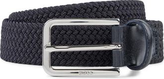 HUGO BOSS Schmaler Flechtgürtel mit Leder-Details und Metallschließe in