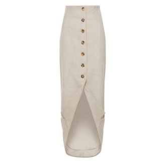 A.W.A.K.E. A.w.a.k.e. Mode, Femme, Jupes, Beige, Taille: 36 FR Button Tailored Skirt