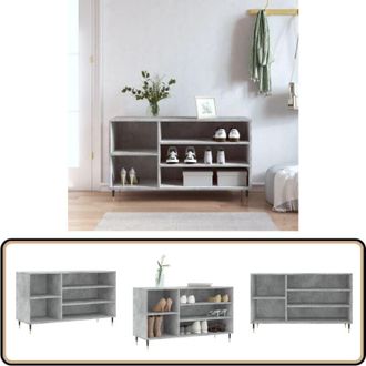 vidaXL Vidaxl - Schuhregal Betongrau 102x36x60 cm Holzwerkstoff - Schuhschrank - Schuhregal - Holzwerkstoffmöbel - Garderobe - Einbauschrank