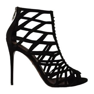 Dolce & Gabbana Schwarze Leder High Heels Sandalen mit Rei&szlig;verschluss - - Shoes - Damen - Schwarzk - 41 EU