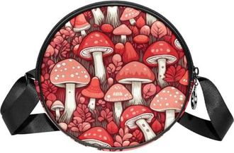 Generic Sac &agrave; bandouli&egrave;re rond rond pour femme, petit sac &agrave; bandouli&egrave;re champignon avec fermeture &eacute;clair, bretelles r&eacute;glables, d&eacute;contract&eacute; pour femmes et fill