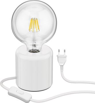 LEDs Com Tischlampe TIPO Porzellan rund weiß Kugel inkl. E27 G125 Filament Lampe 7,123W warm-weiß 838lm