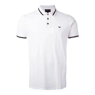 Emporio Armani Polo-Shirt mit gestreiftem Besatz - - Tops - Herren - Wei&szlig; - 2XL