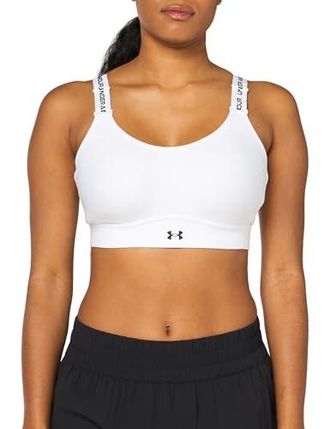 Under Armour Infinity Mid Impact Sports Bra Soutien-Gorge, Opaque, (100) Blanc/Noir, (Medium) D/DD Femme