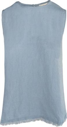 Hést Hést, Femme, Tops, Bleu, Taille: 36 FR Top en Lin Faded Denim