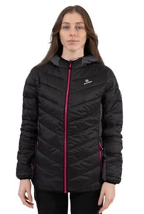 ATHL DPT. Veste dhiver doubl&eacute;e pour femme, veste de sport, veste hybride au design sportif avec capuche pratique, Veste dhiver matelass&eacute;e noir/gris, S
