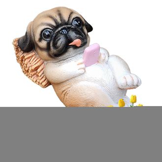 Generic Die Hundestatue - niedliche Tierskulptur aus Kunstharz - Dekoration f&uuml;r Hunde f&uuml;r Zuhause | f&uuml;r Balkon Flur Wohnzimmer Bauernhaus Etagere Au&szlig;en Innen