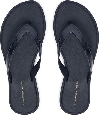 Tommy Hilfiger Zehentrenner Tommy Hilfiger Th Scandi Shiny Summer Sandal FW0FW09446 Dunkelblau