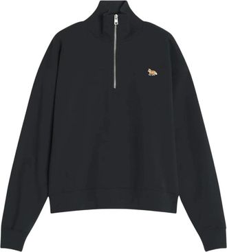 Maison Kitsun&eacute; Femme, Sweatshirts et sweats &agrave; capuche, Noir, Taille: 36 FR SweaT-shirt zipp&eacute; &agrave; demi Baby Fox