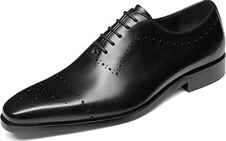 Generic Chaussures habill&eacute;es Oxford for Hommes, Chaussures &agrave; Lacets, Richelieu, Bout carr&eacute;, Derby, Cuir Bruni, Talon Bas, Semelle en Caoutchouc, Mariage(Noir,