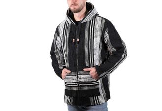 Kunst und Magie Kurzjacke Kapuzenjacke Kapu Hoodie+Kapuze&K&auml;ngurutasche Hippie Jacke Gheri Nepal