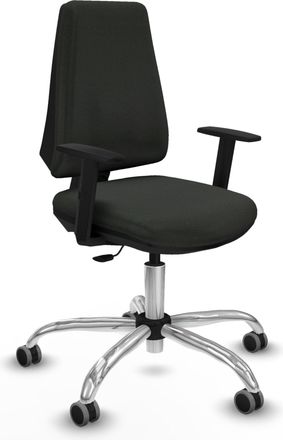 Piqueras y Crespo Elche Gepolsterter Stuhl, schwarz, mit 1D-Armlehnen, ausgestattet mit Permanentkontakt und Schneideschaum, 65 mm Rollen, Parkett, Schwarz