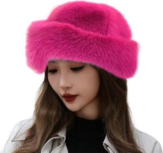 Generic Chapeau &eacute;pais et Chaud en Faux Vison pour Femme, Chapeau Mongol Luxueux, Polyvalent, Nouveau b&eacute;ret dhiver pour Femmes et Filles (One Size)