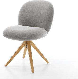 DELIFE Drehstuhl Nube-Flex Strukturstoff Soft Grau Holzgestell kantig Natur 180&deg; drehbar Taschenfederkern, Esszimmerst&uuml;hle