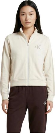 Calvin Klein Jeans Femme, Sweatshirts et sweats &agrave; capuche, Beige, Taille: 38 FR Zip-throughs