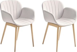 Beliani Set Di 2 Sedie Con Rivestimento In Tessuto Design Moderno Per Sala Da Pranzo Grigio Alice