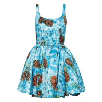 Philipp Plein Femme, Robes, Bleu, Taille: 42 FR Short Dress Pineapple Skies
