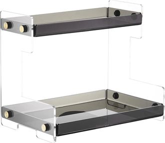 Generic Hautpflege, Parf&uuml;m, Schmuck, Kosmetik, Schreibtisch-Aufbewahrungshalter f&uuml;r Schminktisch, Badezimmer, transparentes Etagenregal, 2-st&ouml;ckiges Acryl-Bad