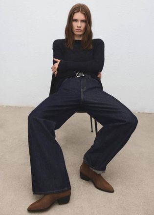 Mango Bottine talon su&egrave;de marron moyen - Femme - 35 - MANGO