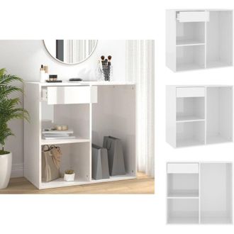 vidaXL Kosmetikschrank Hochglanz-Wei&szlig; 80x40x75 cm Holzwerkstoff - Kosmetikschrank - Schreibtischschubladen - Badezimmerorganisation - Makeup Organizer