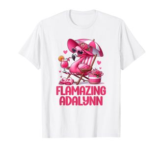 BDAZ Flamazing Adalynn Pink Flamingo Tropical Beach Trip Damen T-Shirt