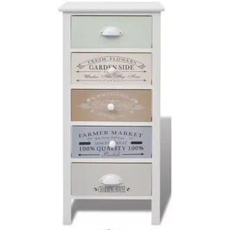 Les Tendances Chiffonnier blanc 5 tiroirs en bois Frenchy - Style authentique et &eacute;l&eacute;gant