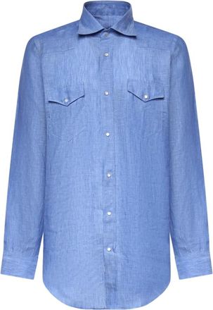 Sartorio Napoli Homme, Chemises, Bleu, Taille: 3XL Linen Shirt