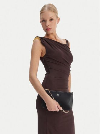 Tommy Hilfiger Handtasche Th Icon Chain Shoulder Pouch AW0AW18298 Schwarz