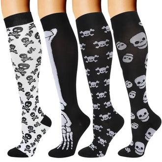 Dreshow 4 Paires Chaussettes de Compression pour Femmes & Hommes Circulation pour Athl&eacute;tisme,Course,Cyclisme,Voyage