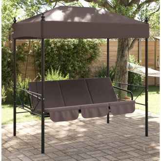 vidaXL vidaXL Balancelle de jardin avec auvent marron caf&eacute; acier