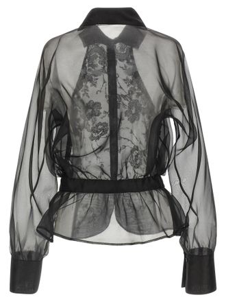 Ermanno Scervino Lace-Panelled Silk Blouse - Black