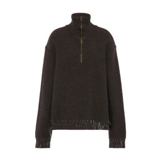 Maison Margiela Woll-Pullover mit kurzem Rei&szlig;verschluss - - Knitwear - Damen - Braun - L