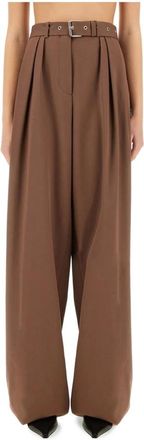 Dries Van Noten Femme, Pantalons, Brun, Taille: 38 FR Pantalon large pliss&eacute; taille haute