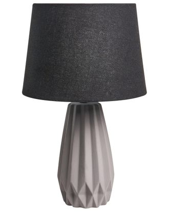 Beliani Tischlampe Keramik mit Stoffschirm grau/schwarz modernes Design Montagua