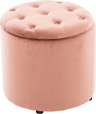 Clp Sitzhocker Pantin Samt I Polsterhocker Mit Stauraum I Gesteppter Hocker Mit Zierknöpfen I Runder Hocker Gepolstert, Farbe:pink