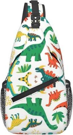 Generic Polyester Sacoche Port&eacute; &eacute;paule Animaux Dinosaures Art Sacs &agrave; Bandouli&egrave;re L&eacute;ger Sac Poitrine pour Homme Cyclisme Femme