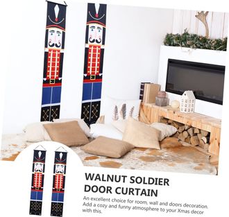 Cabilock Weihnachtliche Türvorhang Dekoration mit Walnuss Soldat Langlebiges Material Einfach zu Hängen Festliche Xmas Banner für Innen und Außenbereich Weihna