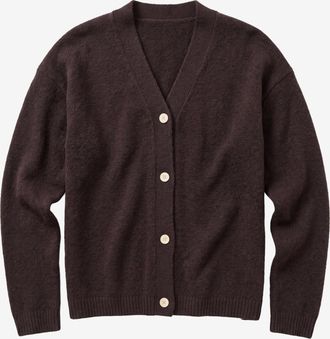 Knowledge Cotton Apparel Damen vegan Strickjacke Damen Souffl&eacute; Yarn In Der Farbe Chocolate Torte