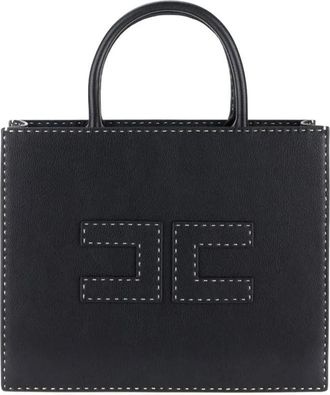 Elisabetta Franchi Crossbody Bags - Structured Black Handbag With Contrasting Stitchin - Gr. unisize - in Schwarz - für Damen