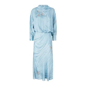 Pinko Pinko, Femme, Robes, Bleu, Taille: 36 FR Robe Maxi &agrave; Encolure Drap&eacute;e