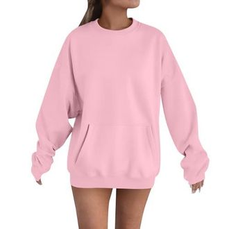 Generic Sweatshirts pour femmes UK Sweatshirts UK pour femme UK couleur unie surdimensionn&eacute; haut col rond manches longues automne hiver d&eacute;contract&eacute; confortabl