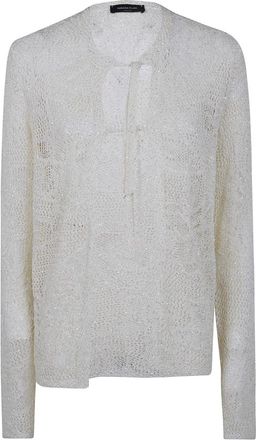 Fabiana Filippi Femme, Pulls, Blanc, Taille: 40 FR Tie Neck Fine Knit