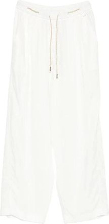 Herno Femme, Pantalons, Blanc, Taille: 36 FR Pantalon Droit &agrave; Cordon de Serrage