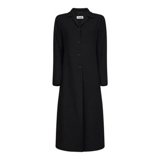 Jil Sander Wollmantel mit Einreiher - - Coats - Damen - Schwarzk - L