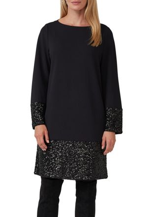 s.Oliver Black Label s.Oliver Black Label Damen 2173649 Kleid Langarm mit Pailletten, Grey/Black, 40
