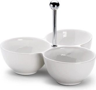 Maxwell & Williams AA3939S Gifts Snackbar, Dipschale, Snackschale, Servierschale, mit Griff aus Edelstahl, in Geschenkbox, Porzellan / Metall